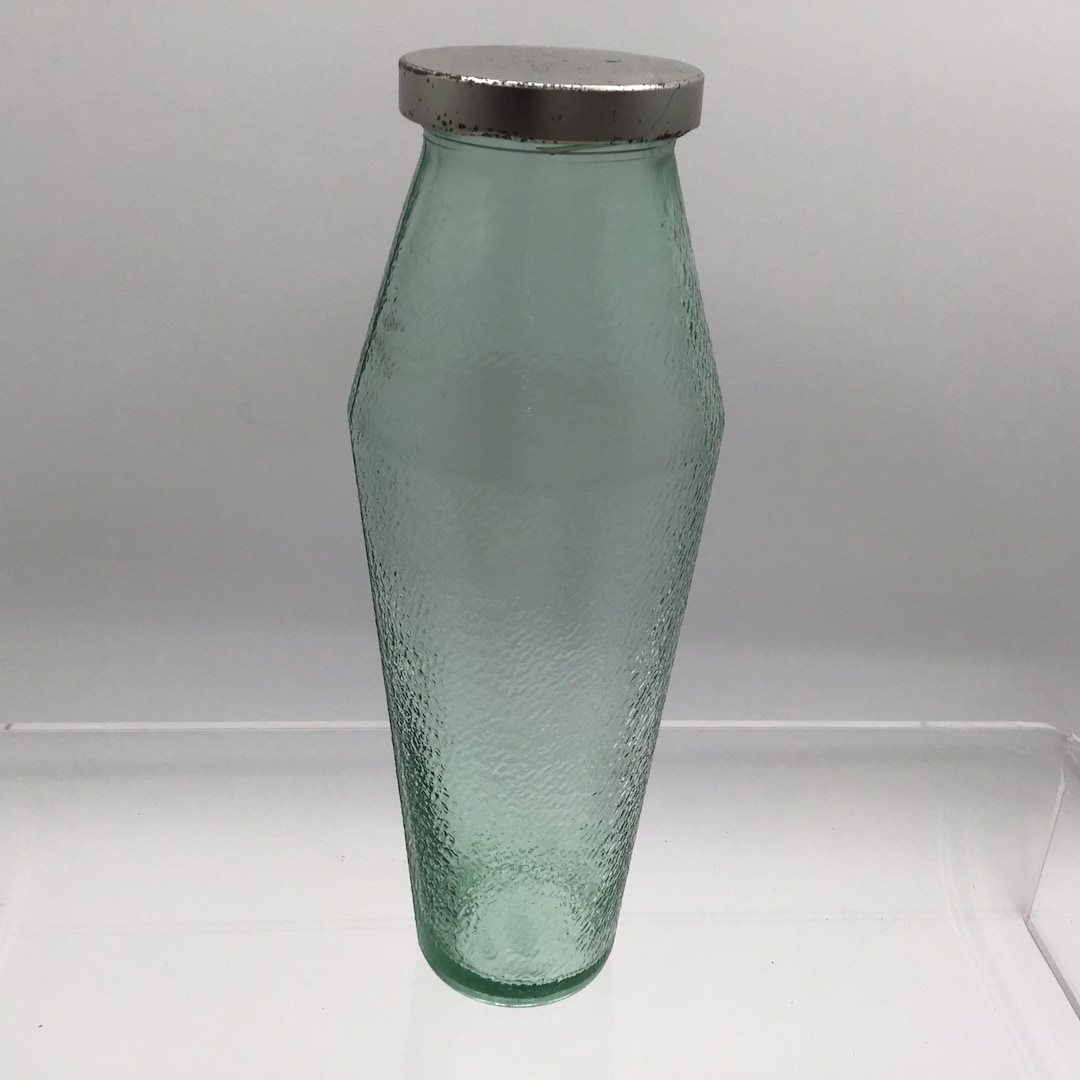 Vintage Owen’s Corning/illinois Glass Blue/green Pebbled Bottle With ...