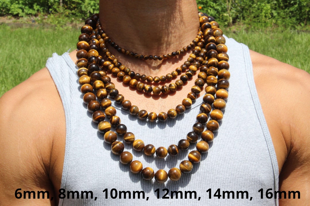 Tiger Eye Necklace - Mens Necklace - Beaded Necklace - Tribal Necklace ...