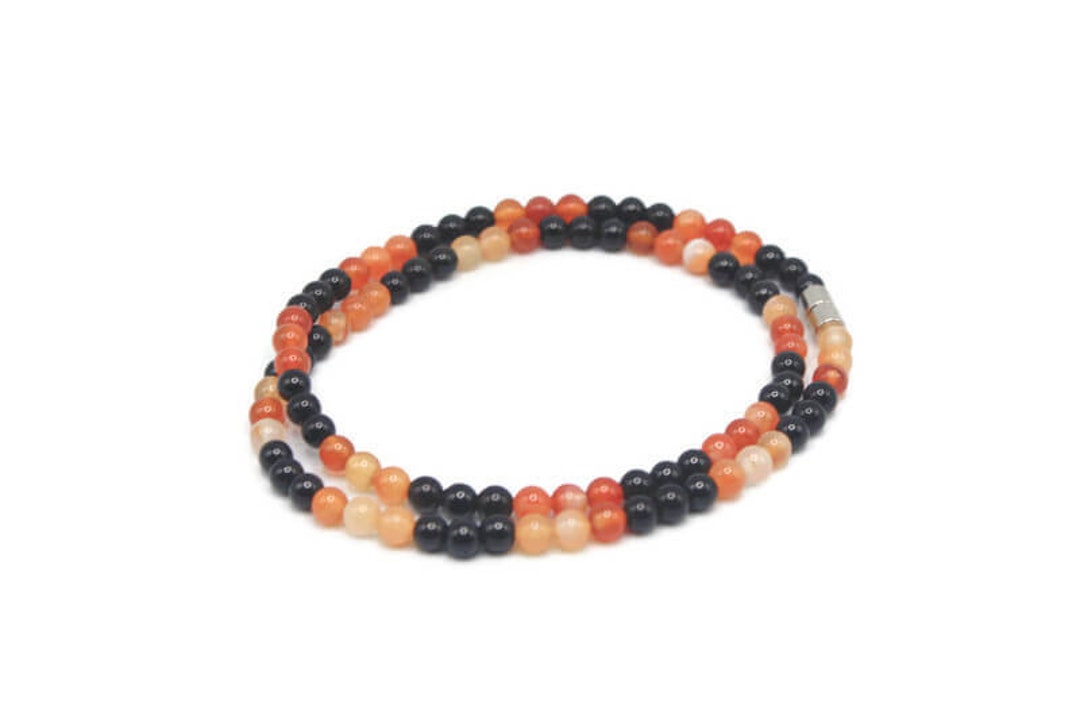 Obsidian & Carnelian Necklace Protection Stones Energy and Motivation ...