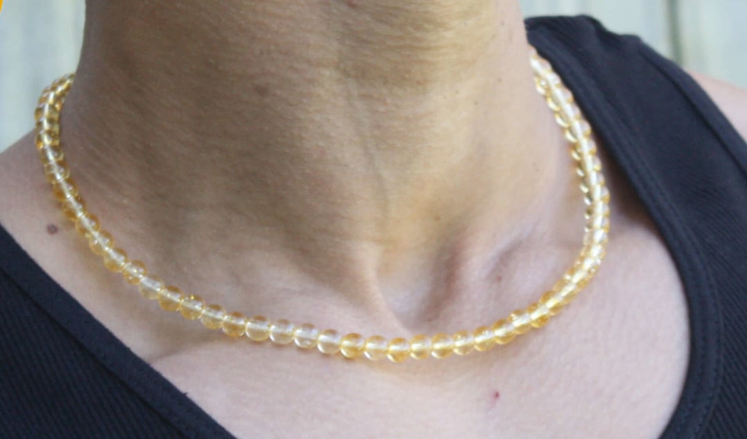 6mm Citrine Beaded Necklace: Scorpio Zodiac Gemstone Jewelry - Etsy