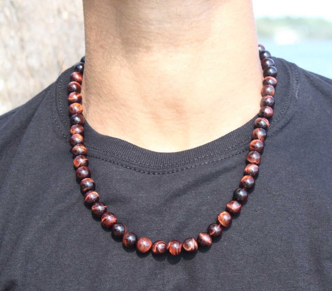 Red Tiger Eye Necklace: African Tribal Bead Necklace - Etsy
