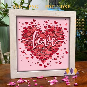 Valentine Shadow Box - Love Heart 3d Multilayer SVG,3D - Heart Light ...