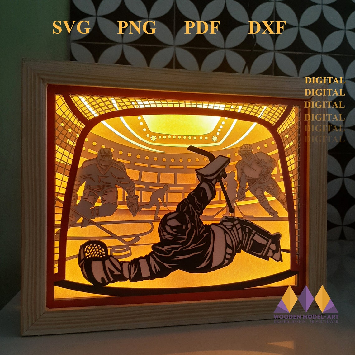 Hockey Paper Cut Light Box Shadow Box3d Layered Svg - Etsy