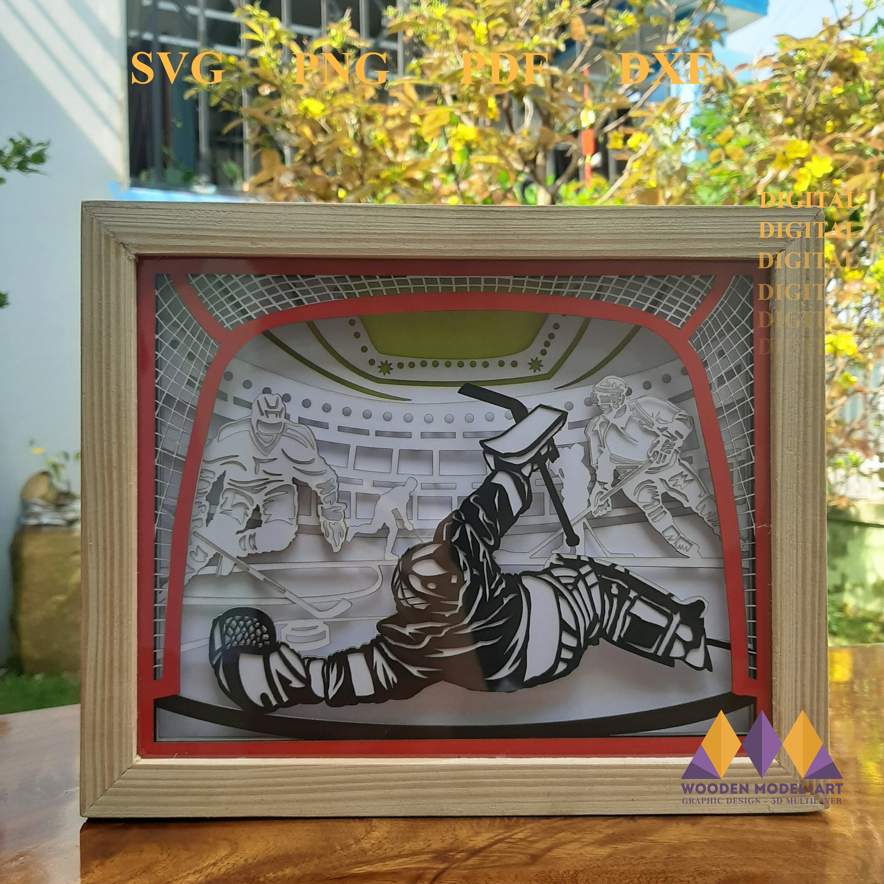 Hockey Paper Cut Light Box Shadow Box3d Layered Svg - Etsy Canada