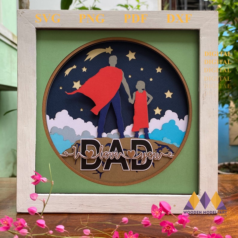 Super Dad 3d Svg Dad Shadow Box Papa Light Box - Etsy