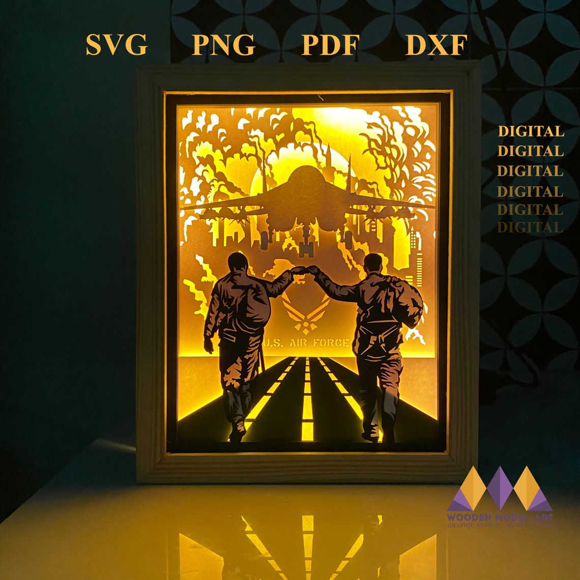 AIR FORCE SVG Light Box Army Paper Light Box Military - Etsy