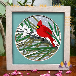 3D CARDINAL SVG, CHRISTMAS Cardinal Shadow Box, for Cricut and ...