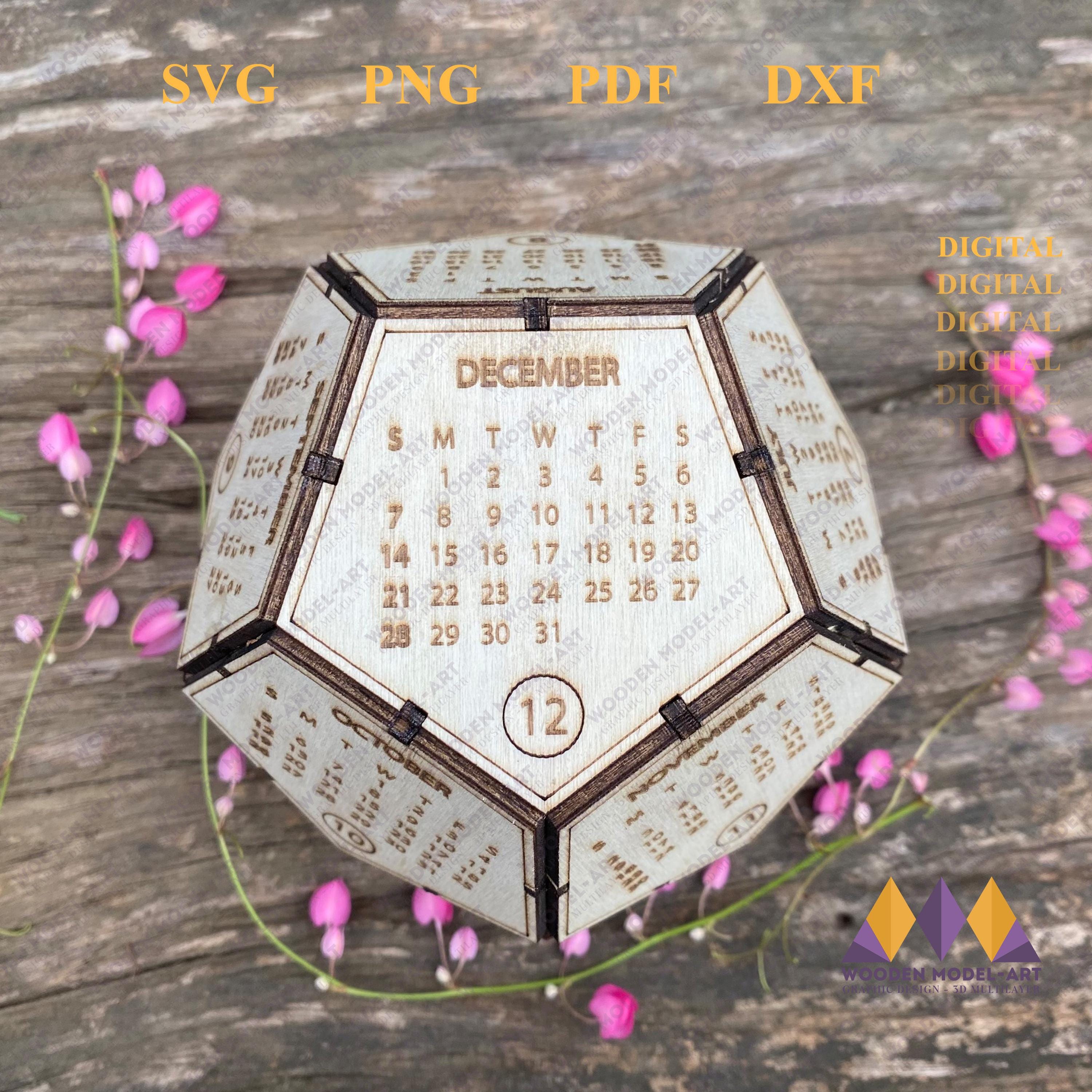 Laser Cut Pentagon Calendar 2026, Glowforge File (digital Download) - Etsy