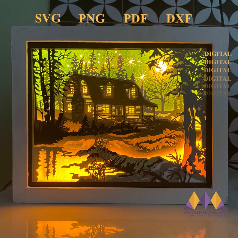 CHRISTMAS CABIN Svg Light Box - 3D Winter Forest Shadow Box - Criccut ...