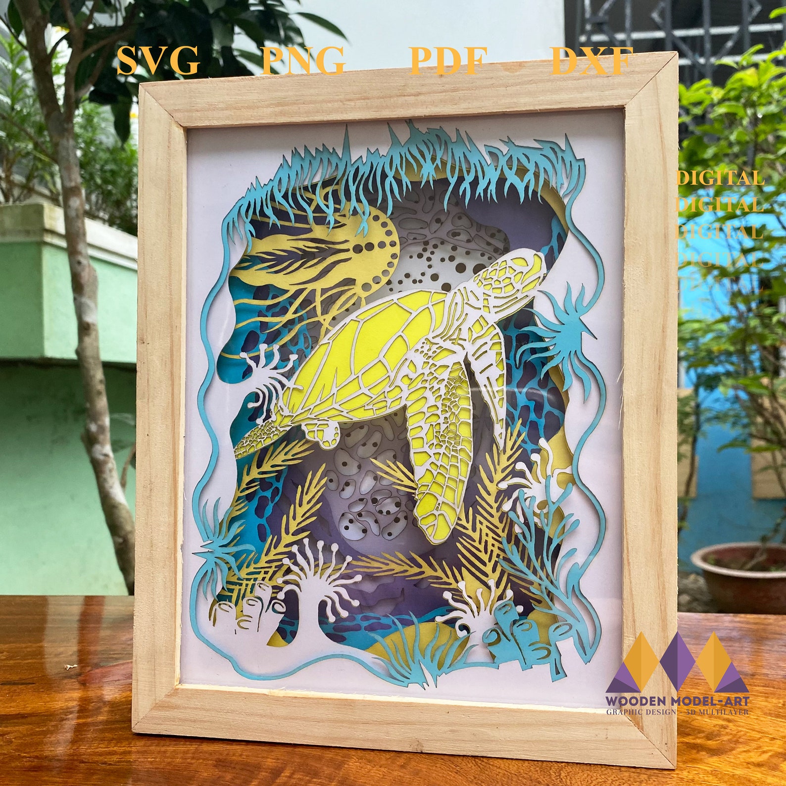 SEA TURTLE Light Box 3D Paper Cut 3D Shadow Box Layered Svg - Etsy