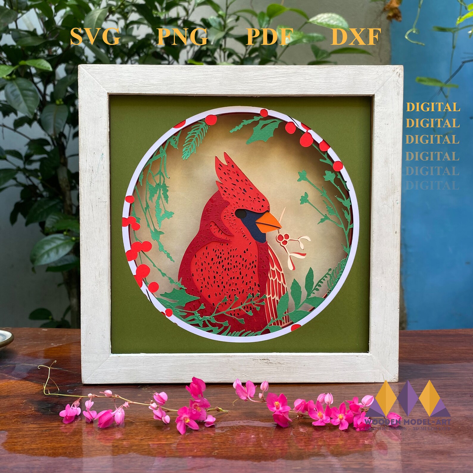 CARDINAL SVG Light Box 3D Red Cardinal CHRISTMAS Shadow Box for Cricut ...