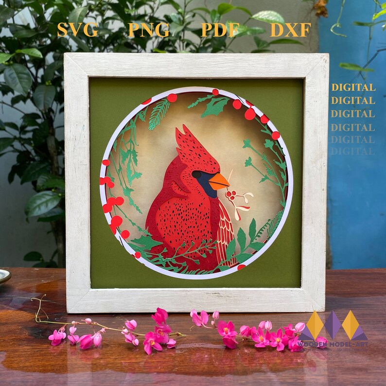 CARDINAL SVG Light Box 3D Red Cardinal CHRISTMAS Shadow Box - Etsy