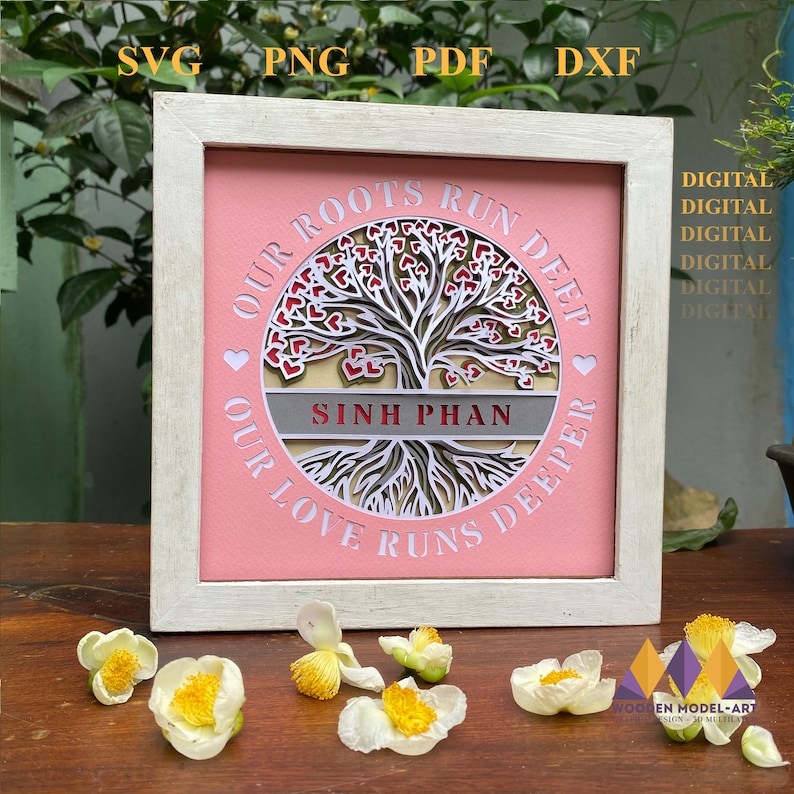 PERSONALIZABLE 3D HEART TREE Shadow Box Svg Customized Tree - Etsy