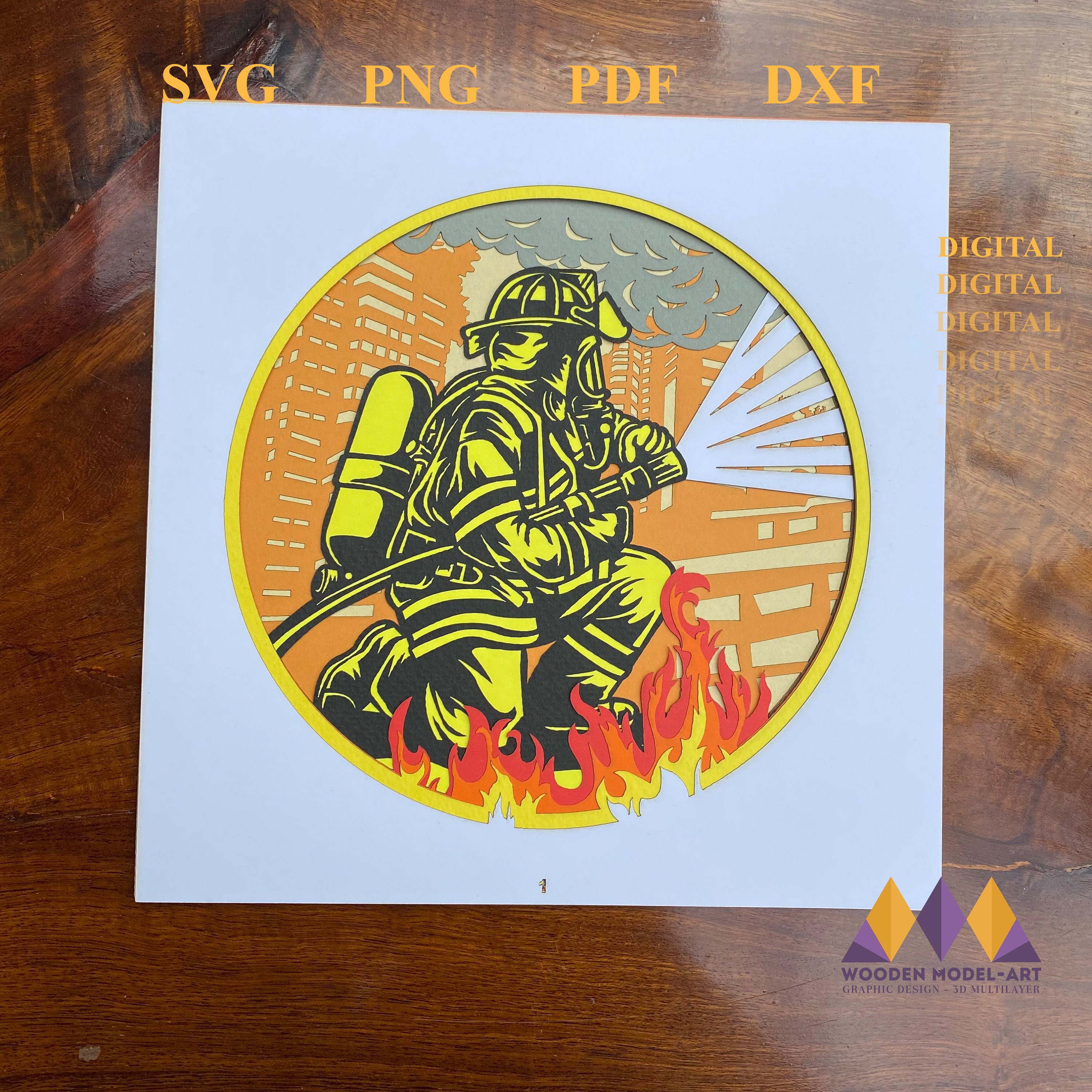Firefighter Svg Light Box Fireman Shadow Box Firefighter - Etsy UK