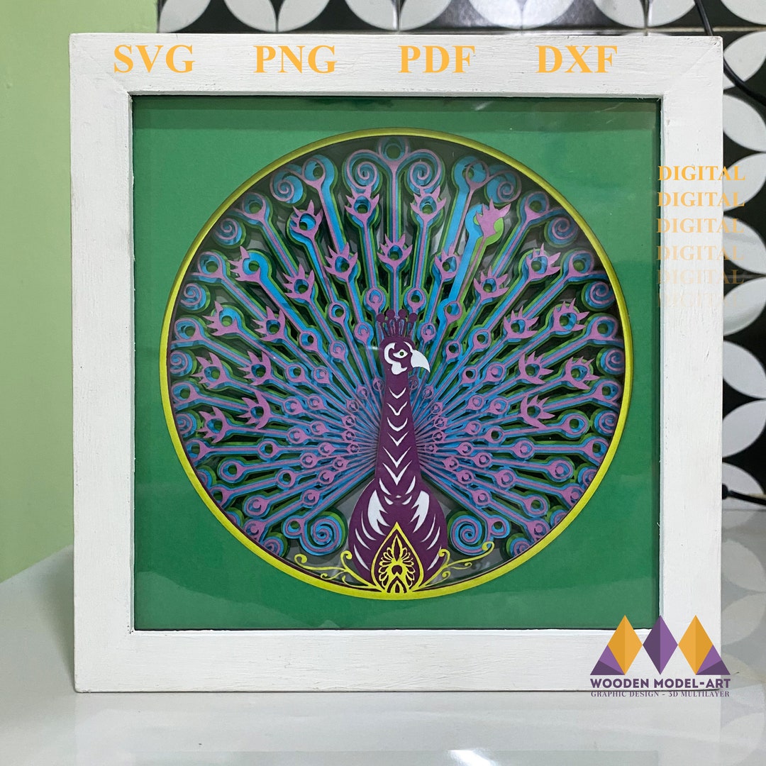 3D PEACOCK SVG Ligh Box / PEACOCK Shadow Box / for Cricut 3D - Etsy