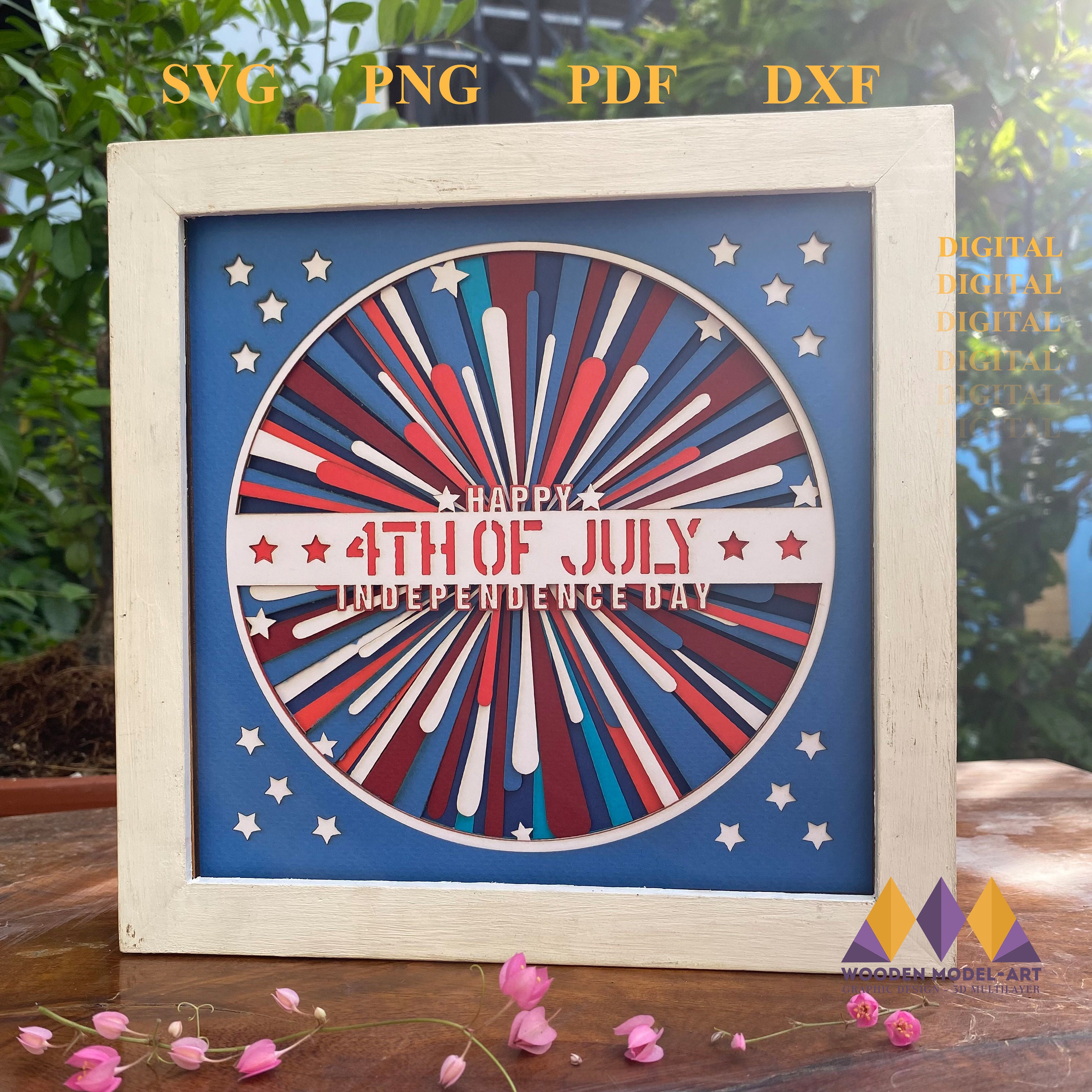 4th of July 3D Shadow Box SVG: Independence Day Cricut File - Etsy