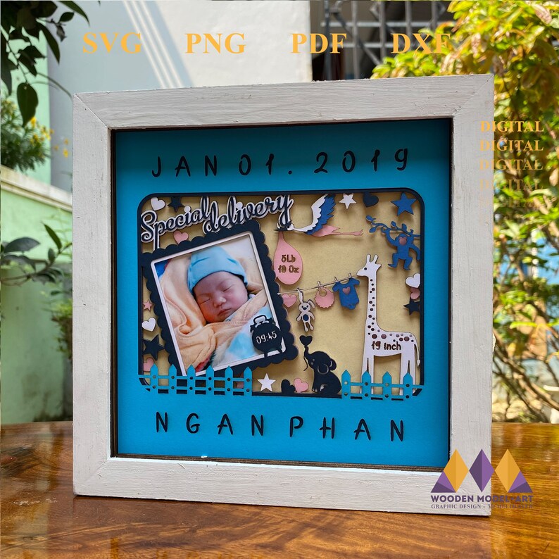 CUSTOMIZABLE 3D BABY STATS Shadow Box Svg /light Box / for - Etsy