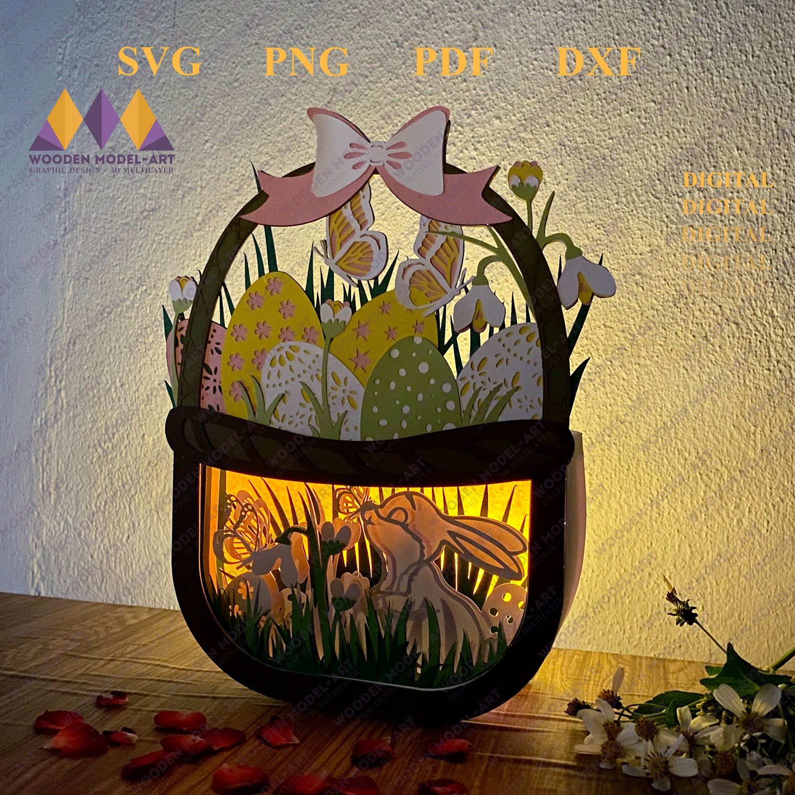 Easter Bunny Shadow Box SVG: Floral Rabbit Lantern (PDF) - Etsy