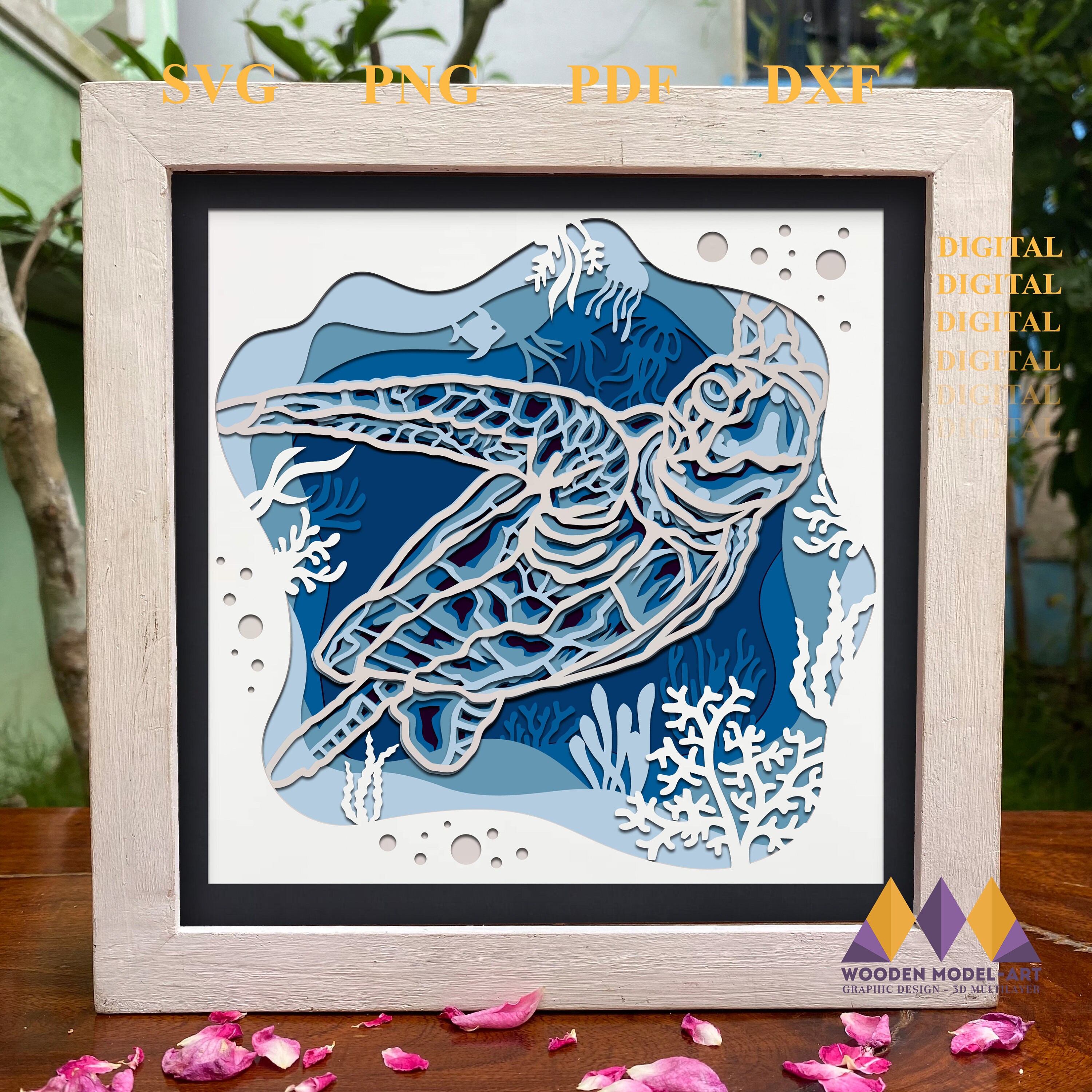 SEA TURTLE Shadow Box 3D Sea Turtle Light Box Layered Svg - Etsy UK