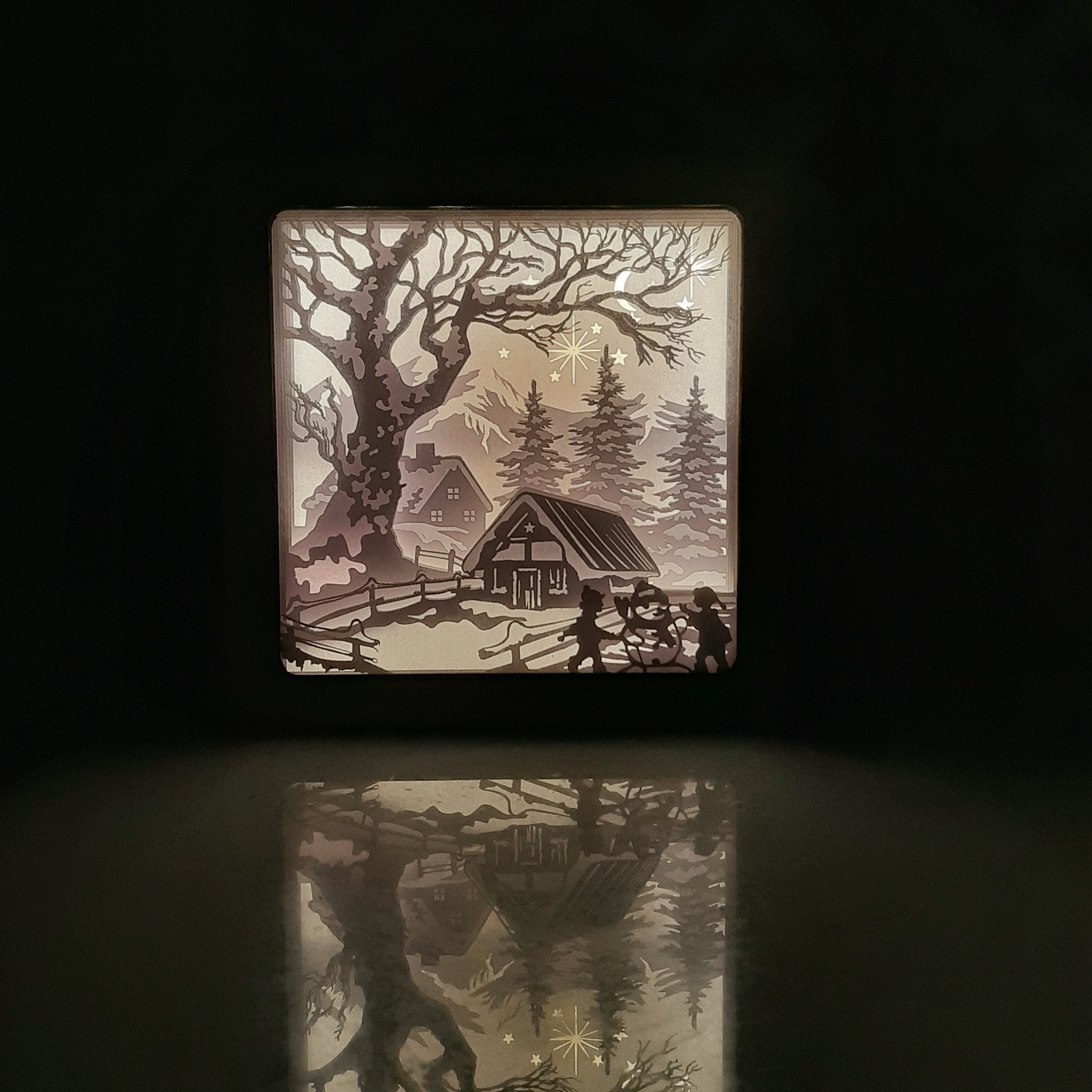 Merry Christmas Shadow Box/lightbox Snow Santa's Cabin - Etsy