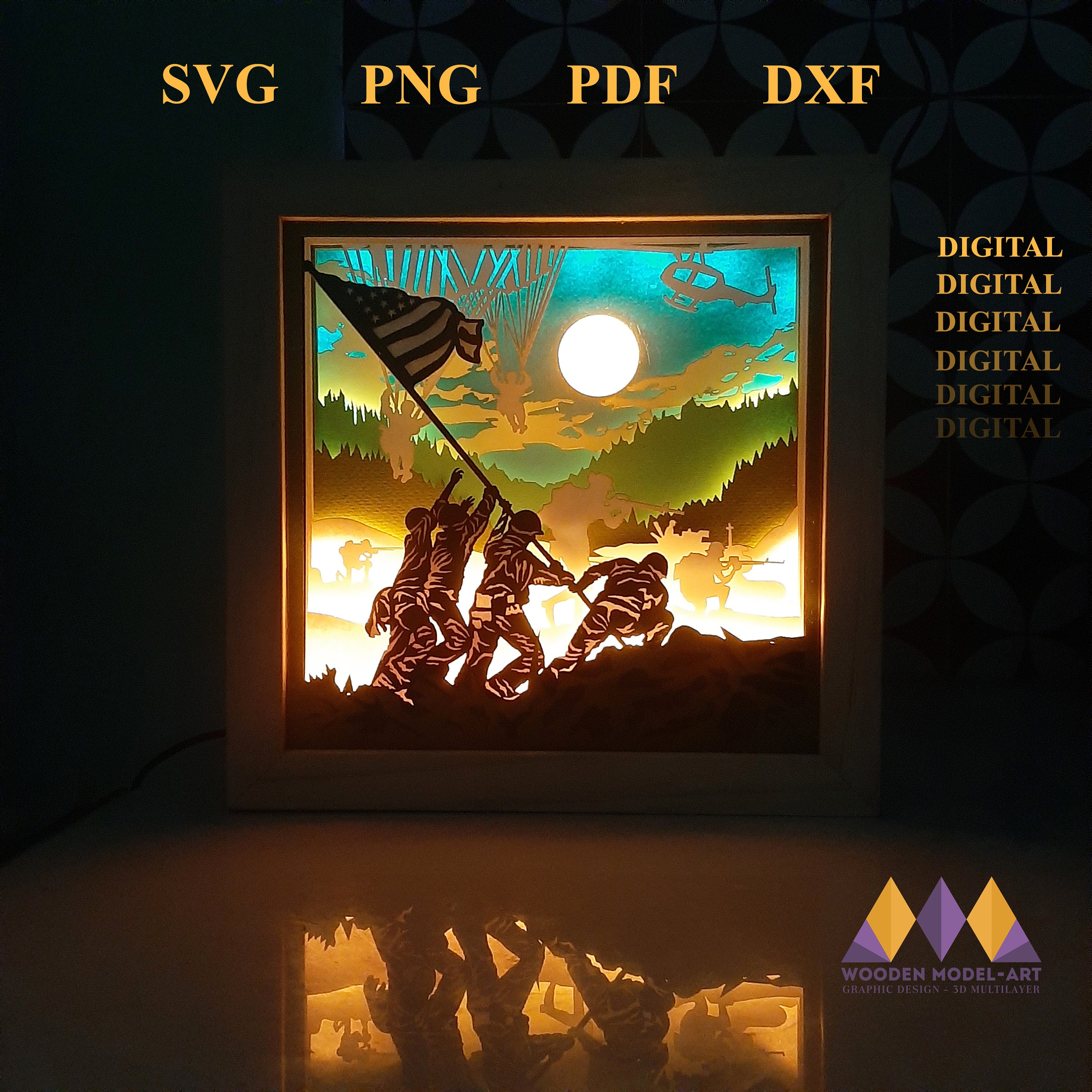 3D Military Shadow Box Template: US Army Veteran SVG (digital Download ...