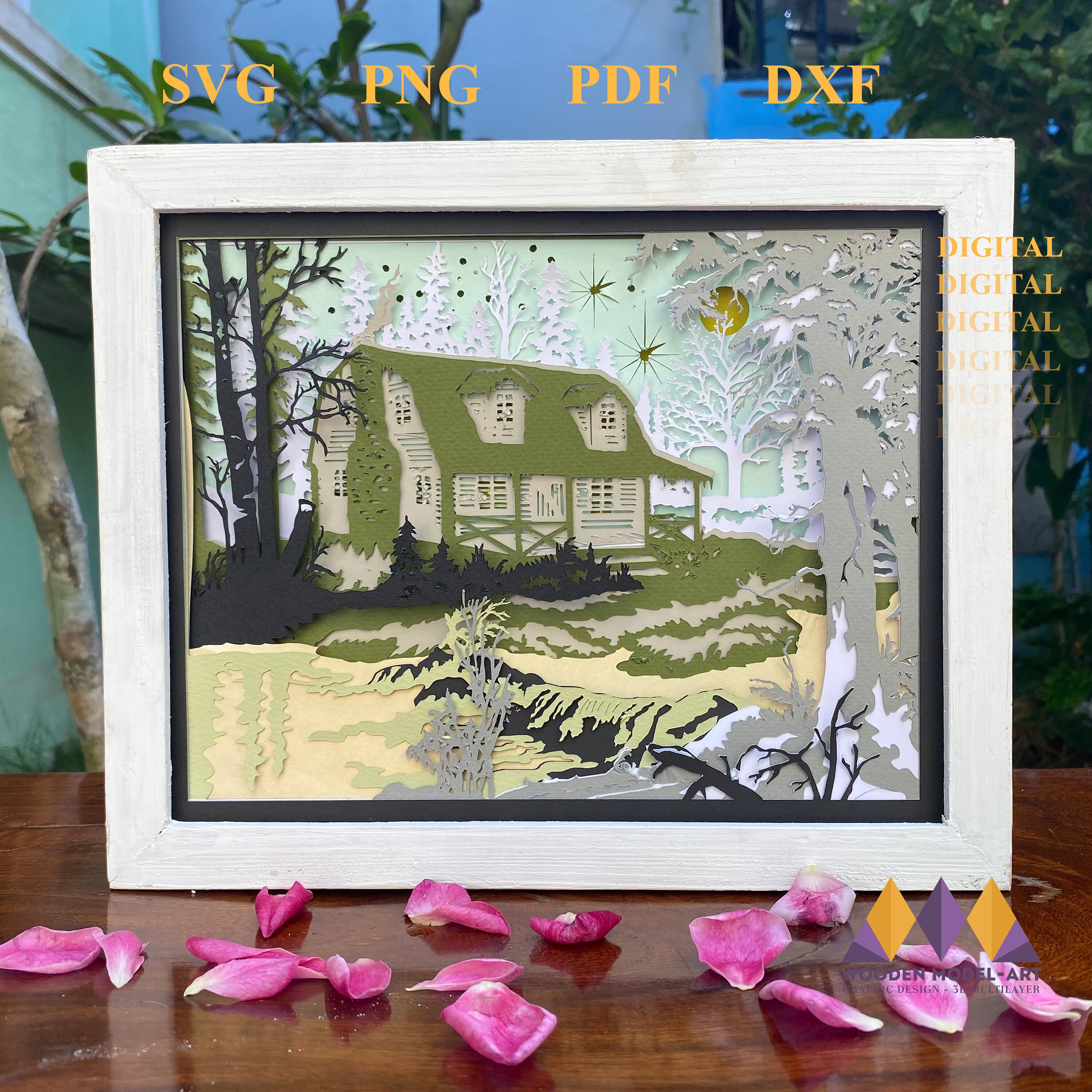 CHRISTMAS CABIN Svg Light Box - 3D Winter Forest Shadow Box - Criccut ...