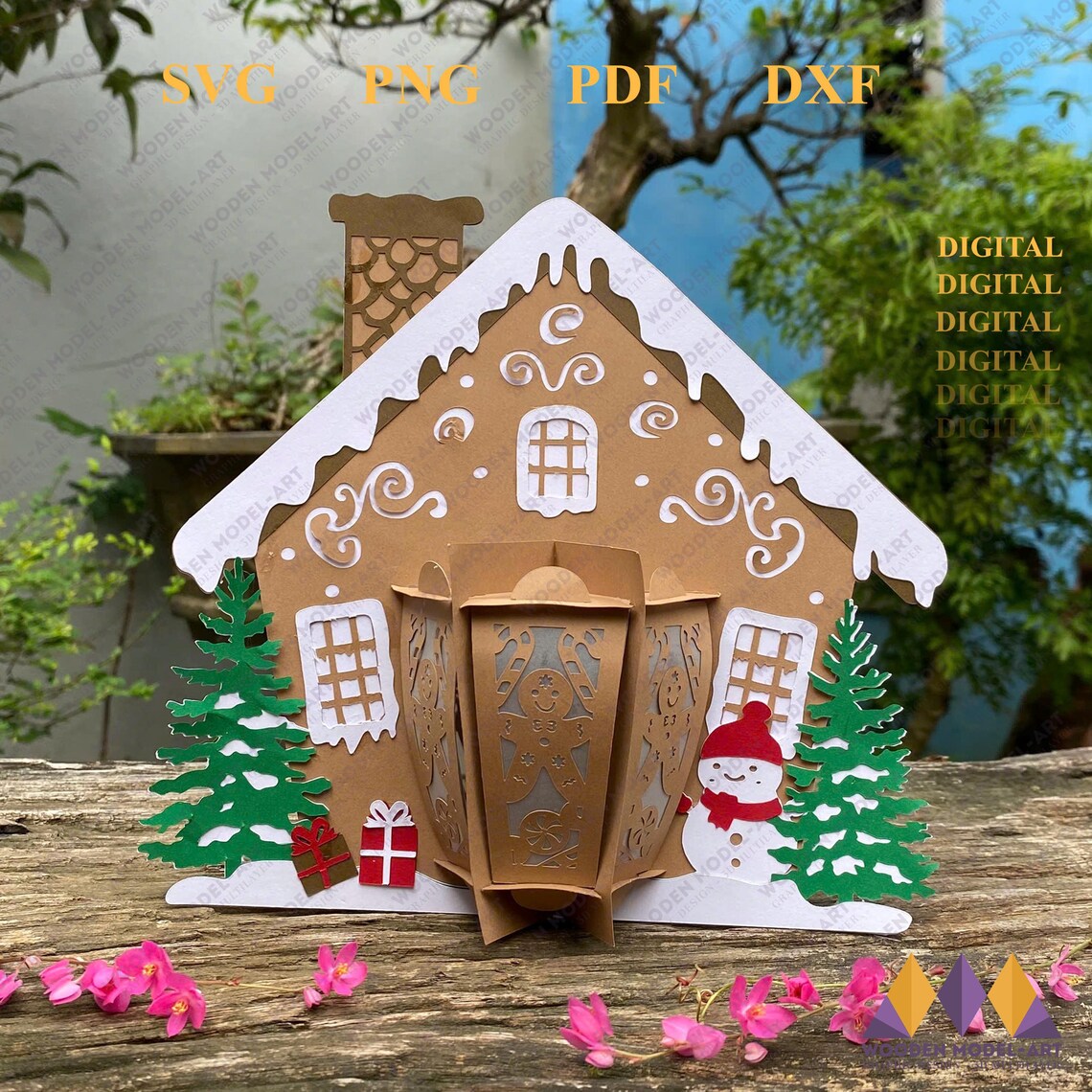 Gingerbread House, 3D Lantern Shadow Box, Christmas Decor, DIY Lantern ...