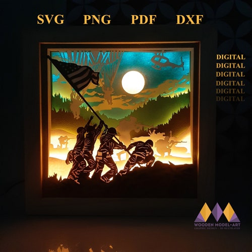 Air Force Shadow Box SVG for Cricut Silhouette Army 3d - Etsy