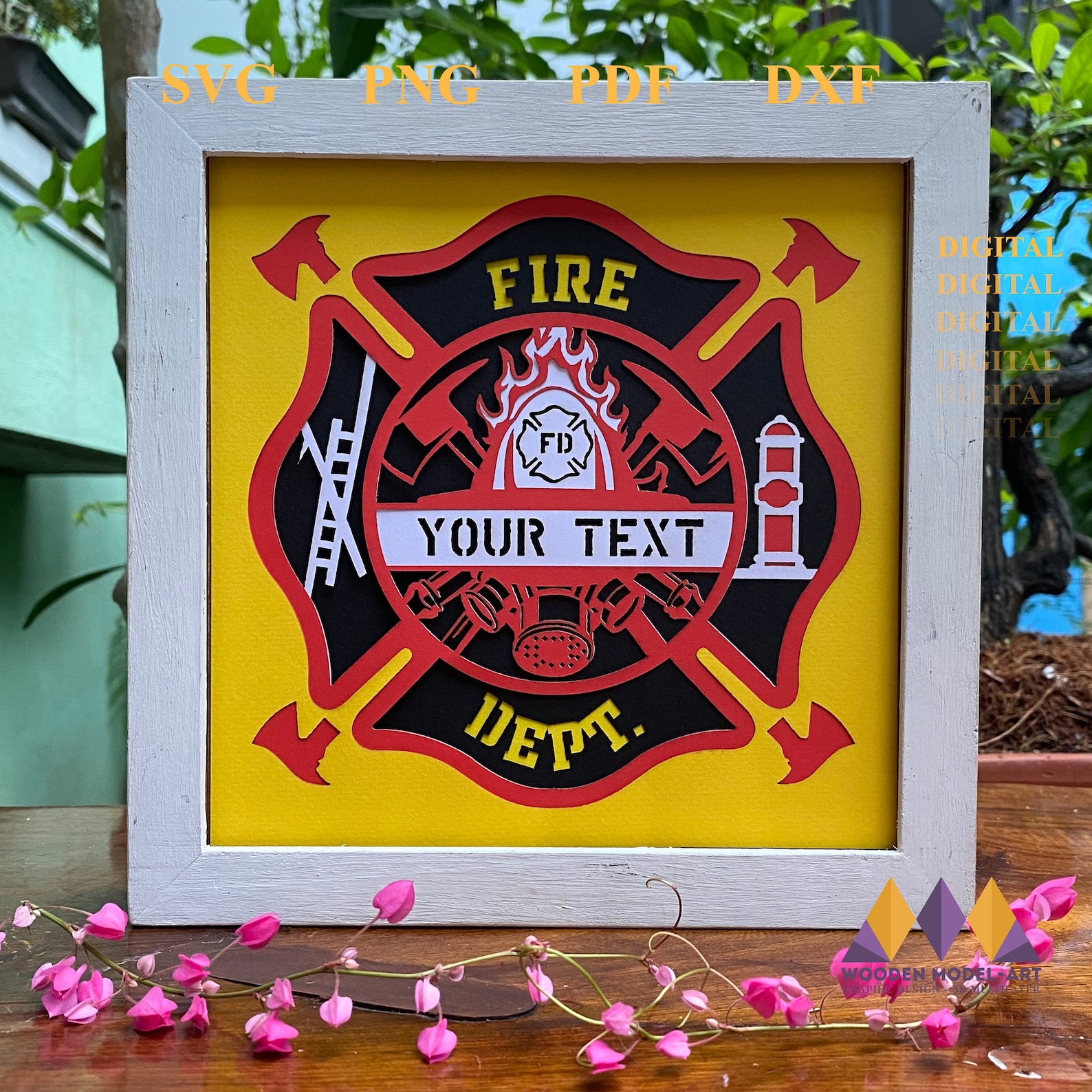 Firefighter Svg Light Box Fireman Shadow Box Firefighter - Etsy