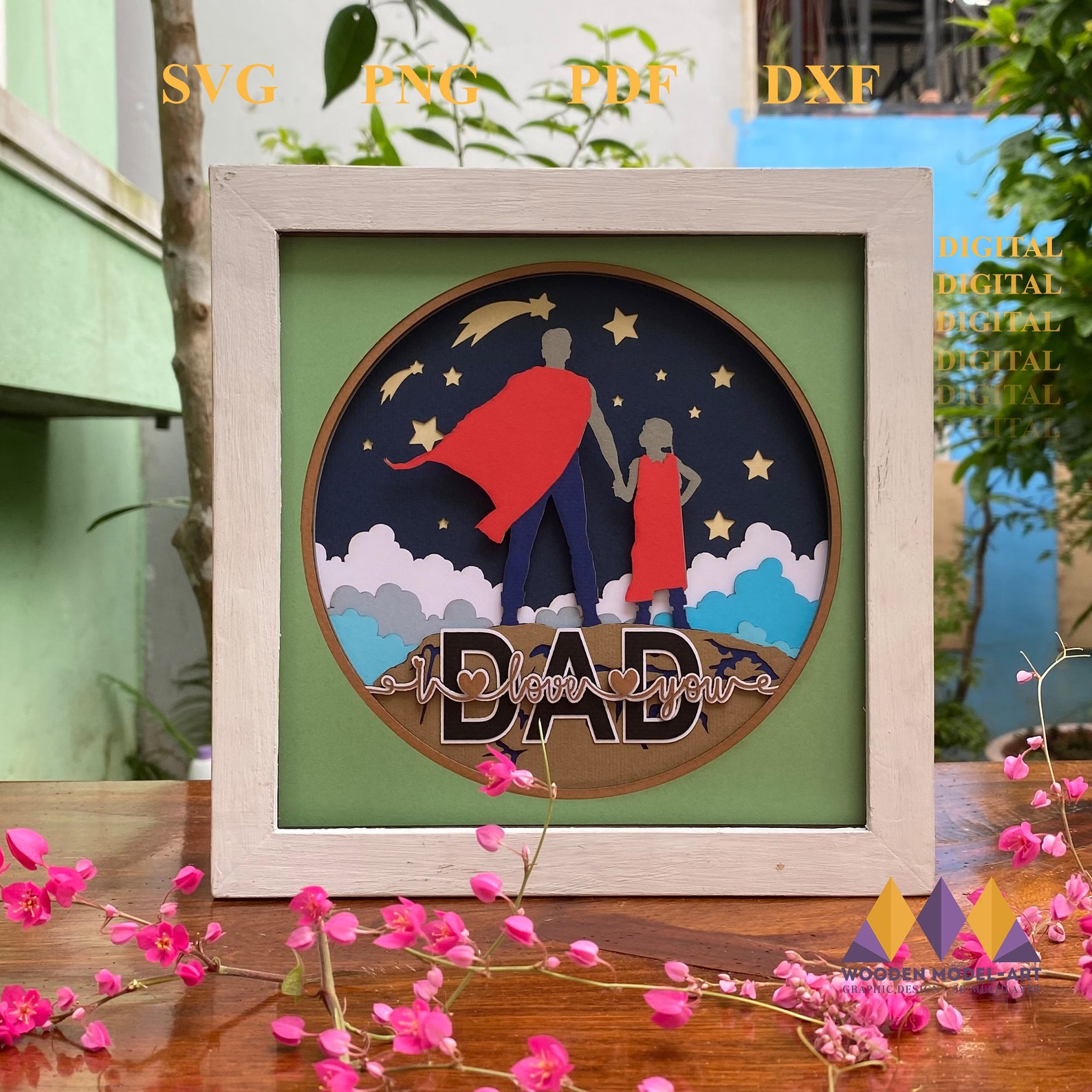 Super Dad 3d Svg Dad Shadow Box Papa Light Box - Etsy