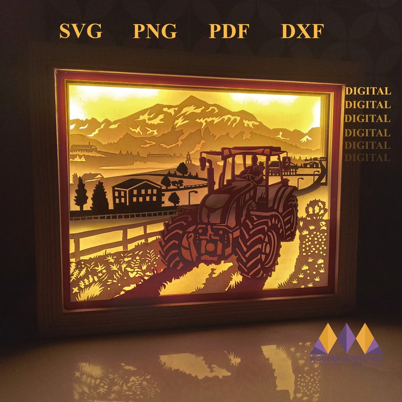 Tractor Paper Cut Light Box Tractor 3d Layered Farm Tractor | Etsy