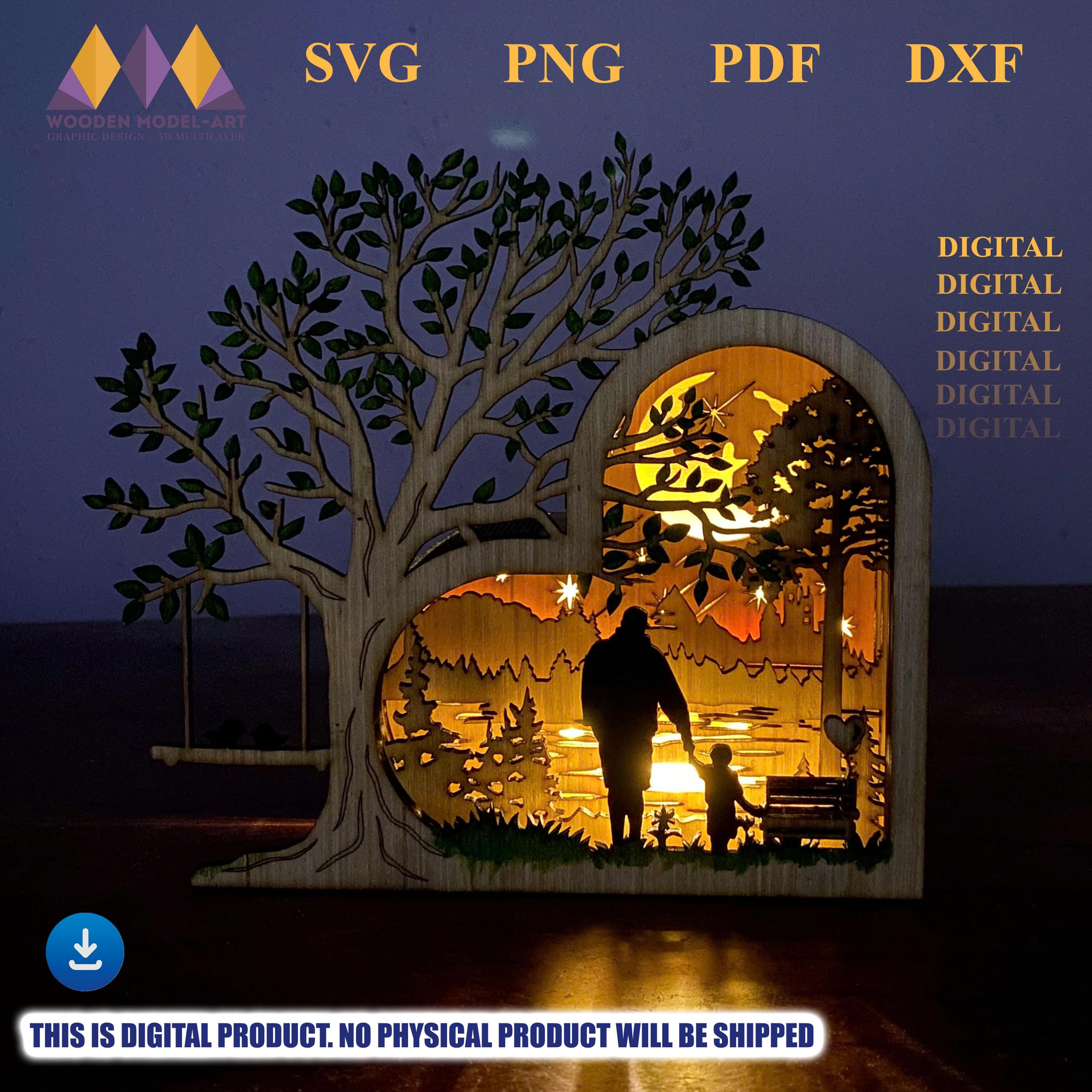 Family Tree Heart Lantern SVG: Personalized Father's Day Laser Cut ...