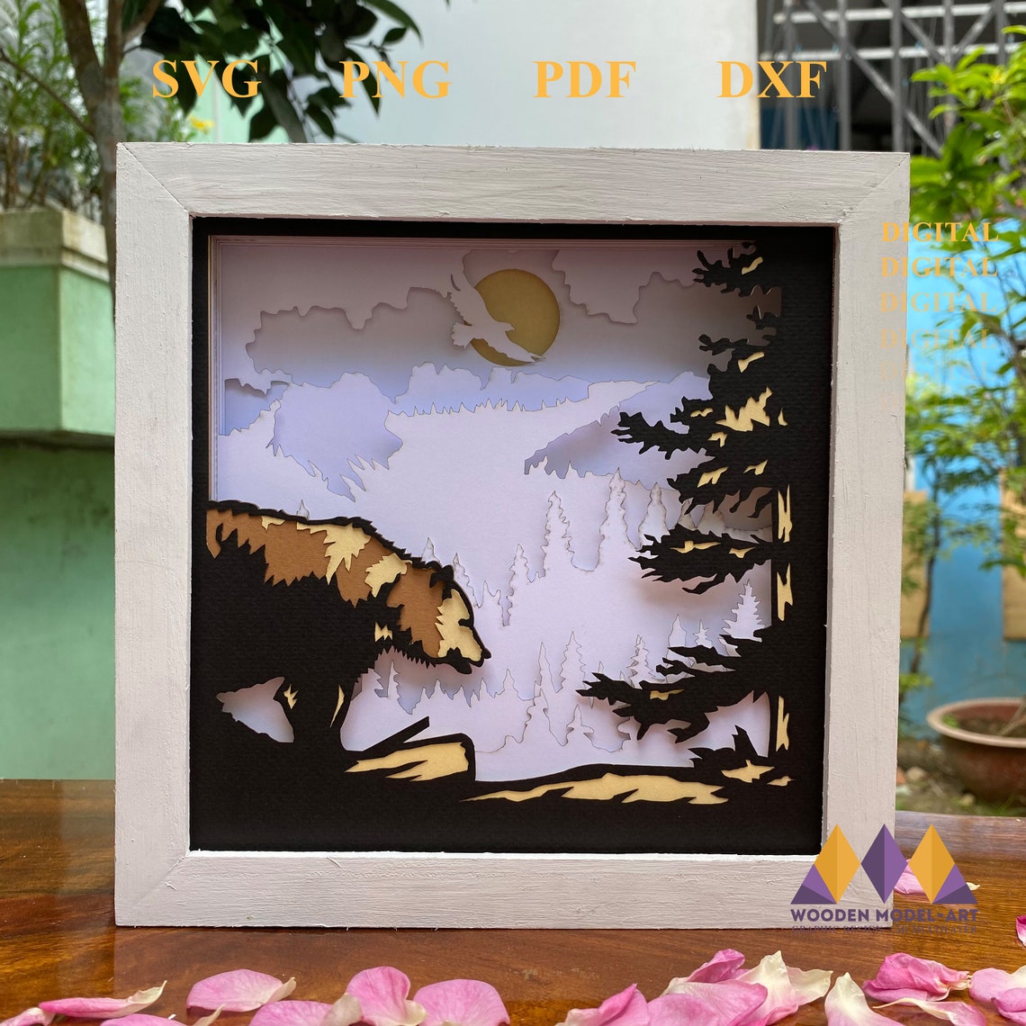 BEAR in FOREST Light Box Svg Bear Shadow Box for Cricut - Etsy