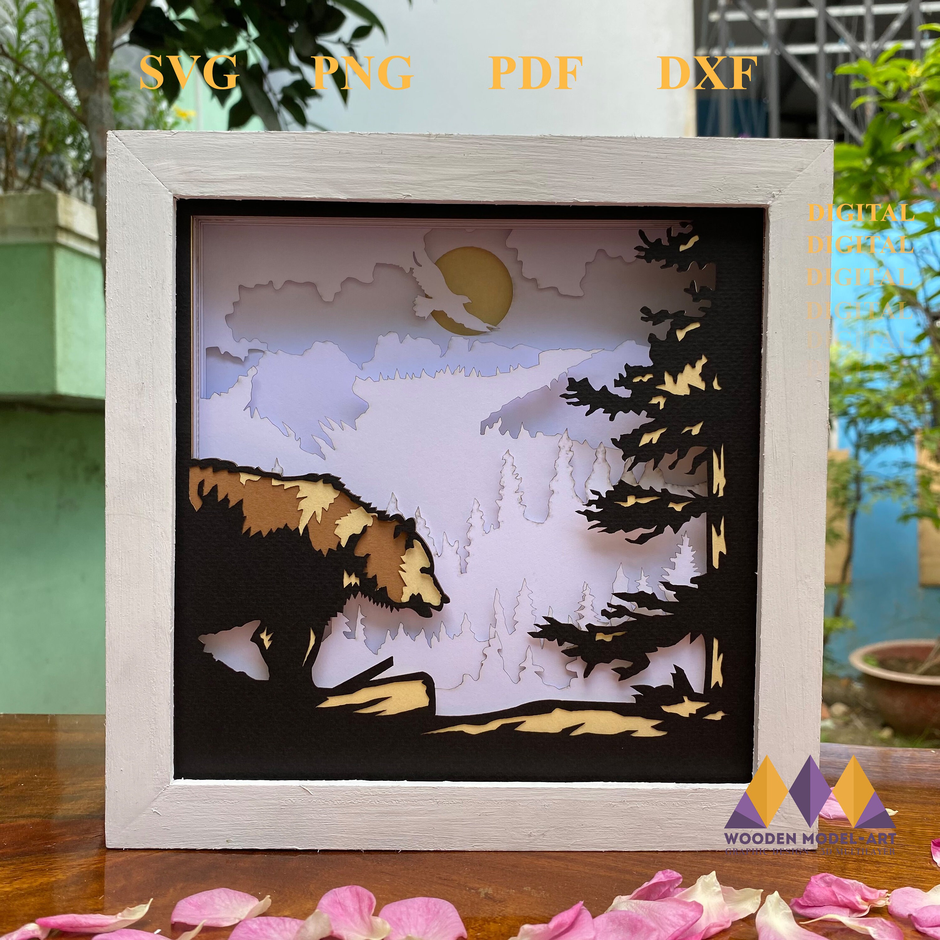 BEAR in FOREST Light Box Svg Bear Shadow Box for Cricut - Etsy