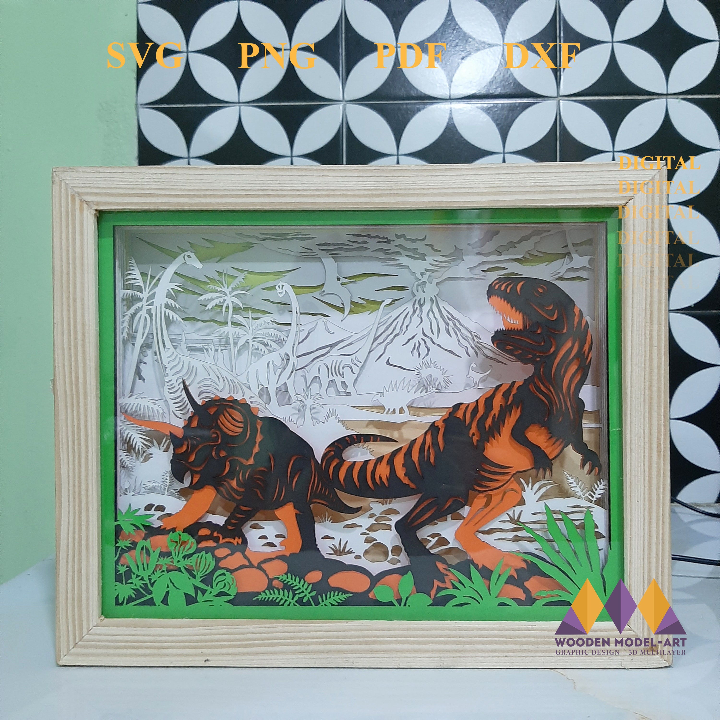 Dinosaurs Paper Cut Light Box T-rex Shadow Box Jurassic | Etsy