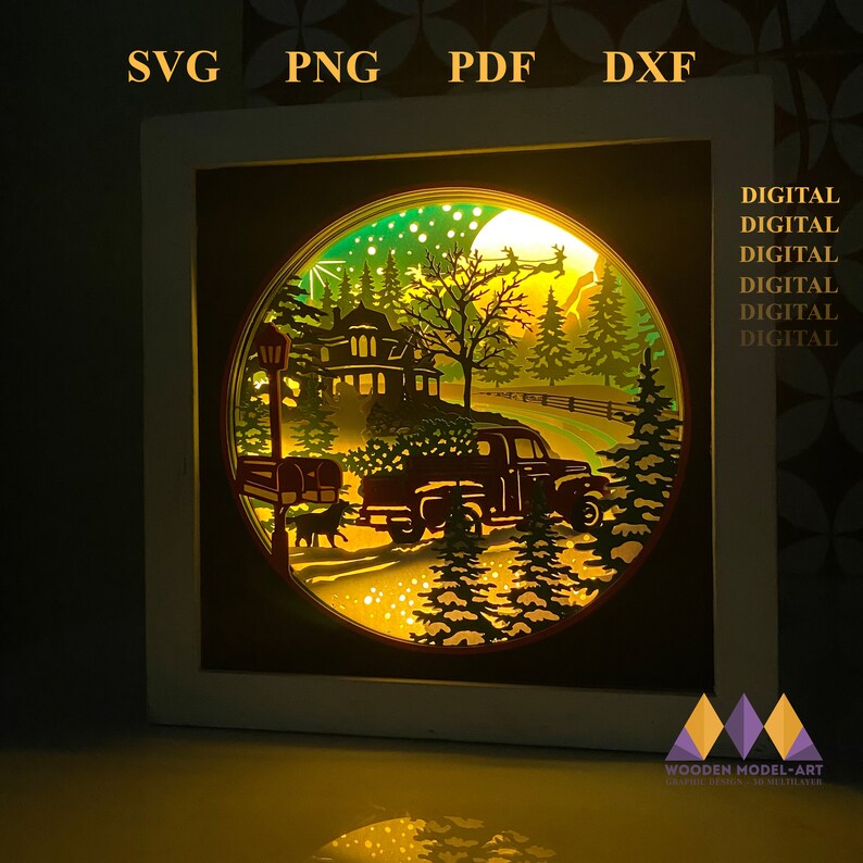 RED TRUCK Christmas Light Box Winter Christmas Village House - Etsy