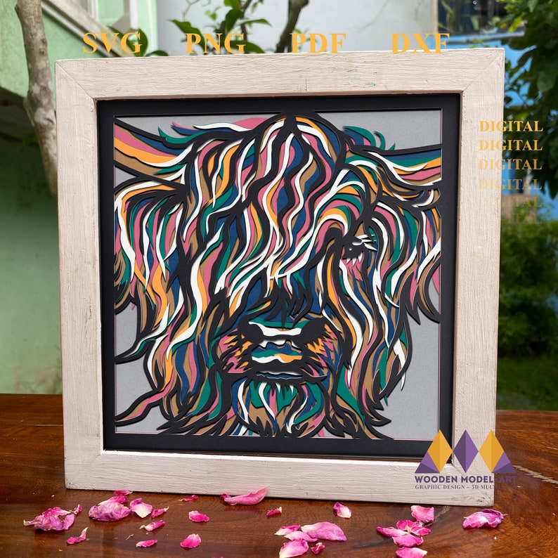 Highland Cow 3D Layered SVG Colorful Cow Multilayer Cow - Etsy