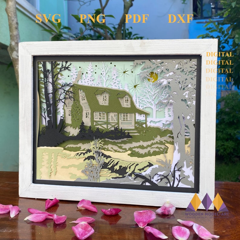 CHRISTMAS CABIN Svg Light Box - 3D Winter Forest Shadow Box - Criccut ...