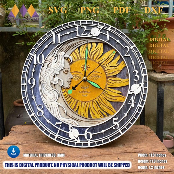 Sun Face Clock - Etsy