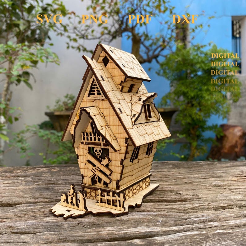 Archivos cortados con láser de casa embrujada de Halloween: Modelo de ...