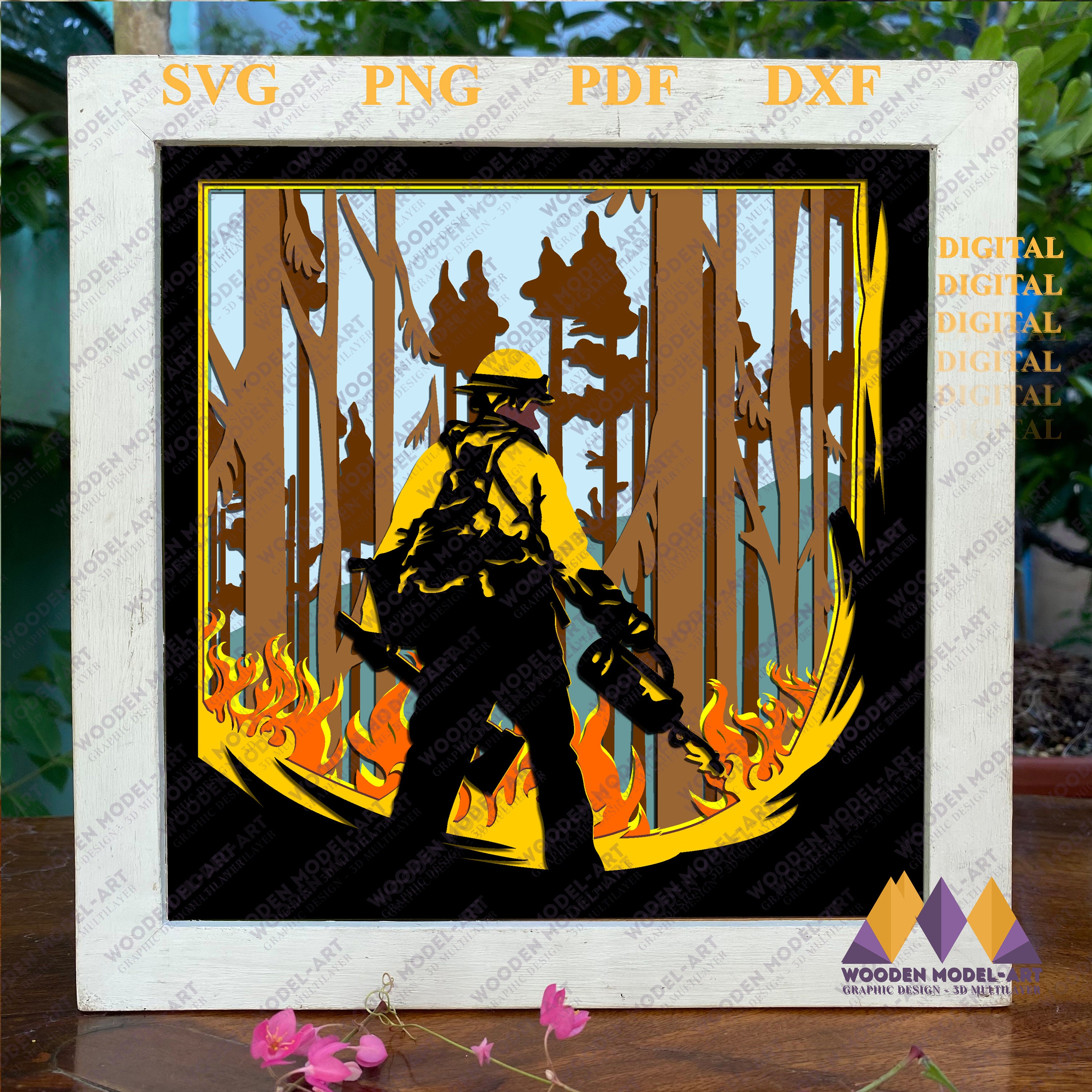 Firefighter Svg Light Box Fireman Shadow Box Firefighter - Etsy Canada