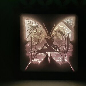 Butterfly Fairy Fantasy Light Box, Shadow Box Template, 3D Paper Cut ...