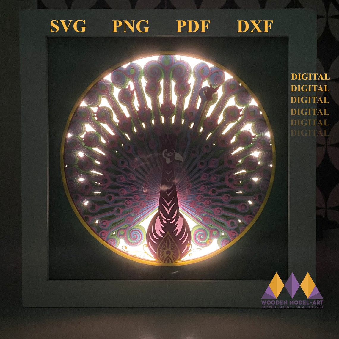 3D PEACOCK SVG Ligh Box / PEACOCK Shadow Box / for Cricut 3D - Etsy