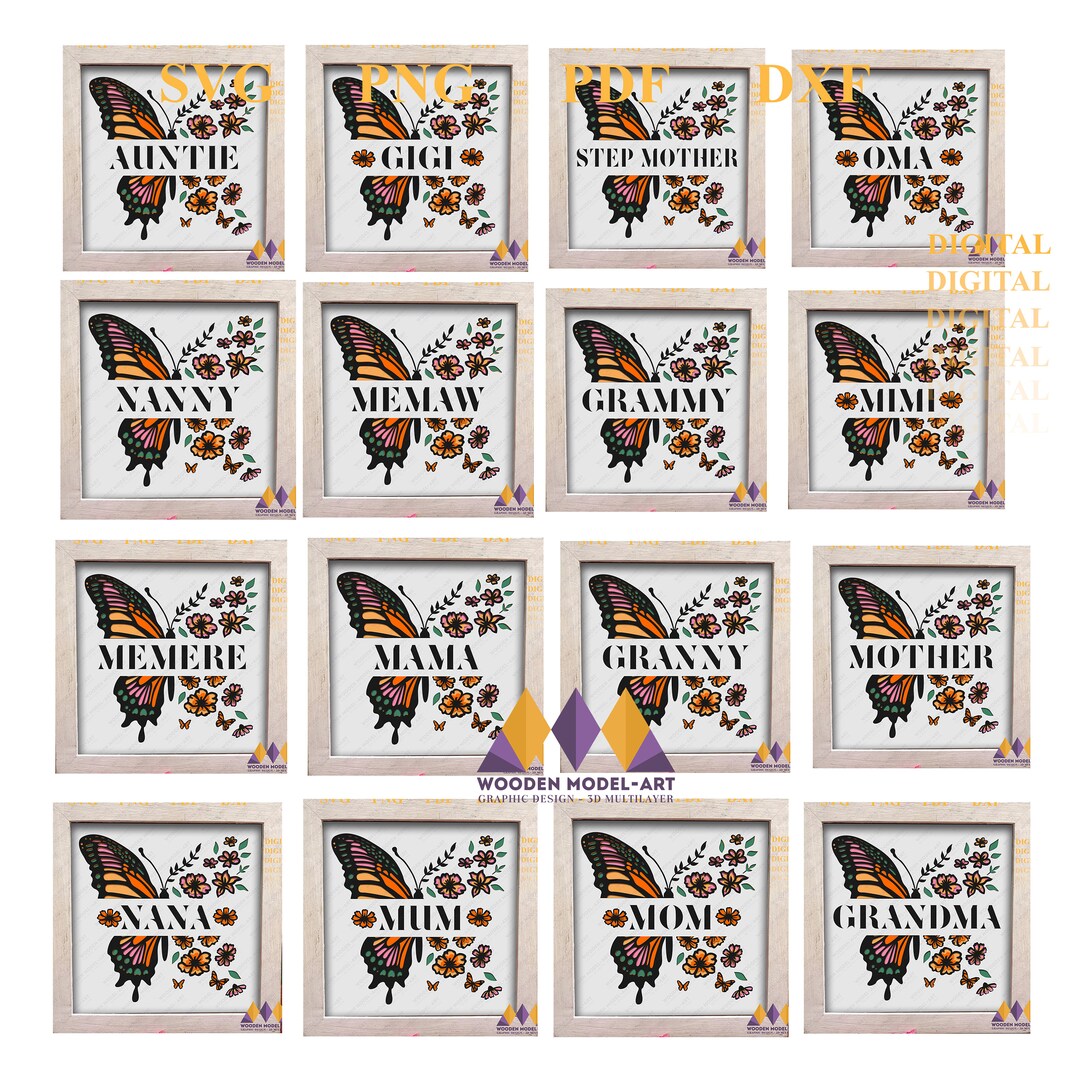 3D Mother's Day Shadow Box, 16 Files Happy Mother's Day SVG, Butterfly ...