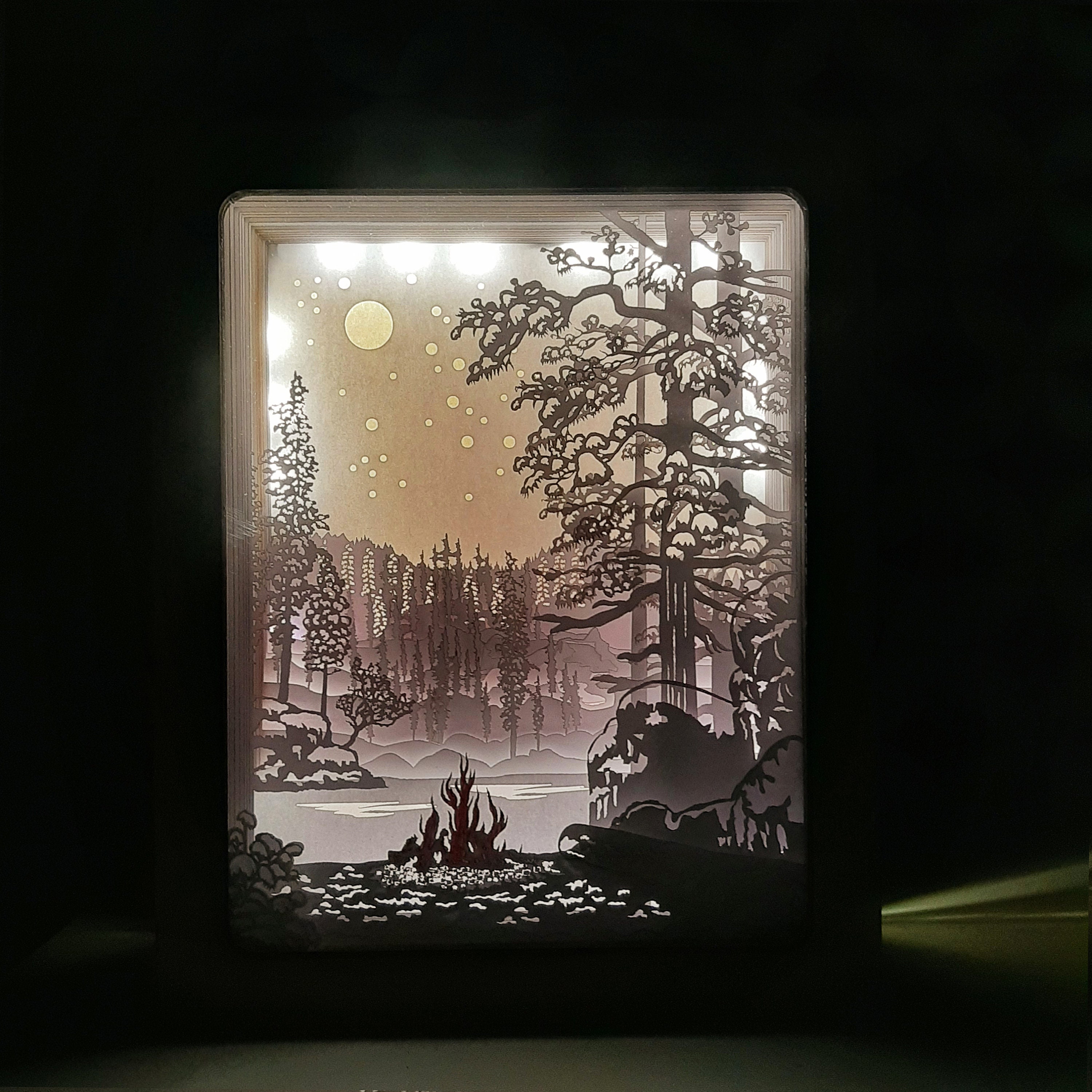 Merry Christmas Shadow Box/lightbox Snow Santa's Cabin - Etsy