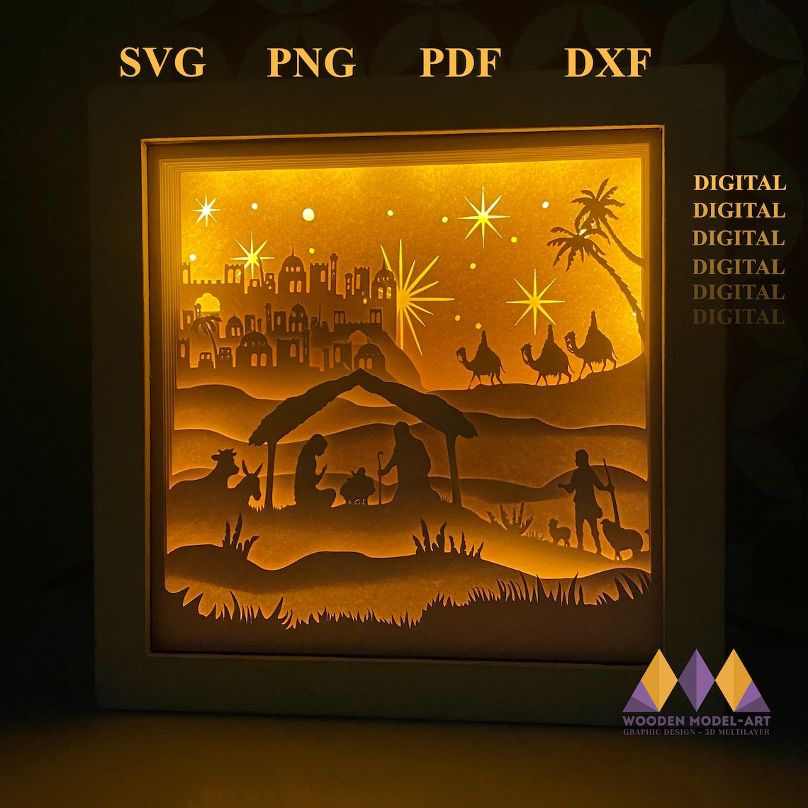 CHRISTMAS NATIVITY Svg Light Box 3D CHRISTMAS Svg Shadow Box - Etsy