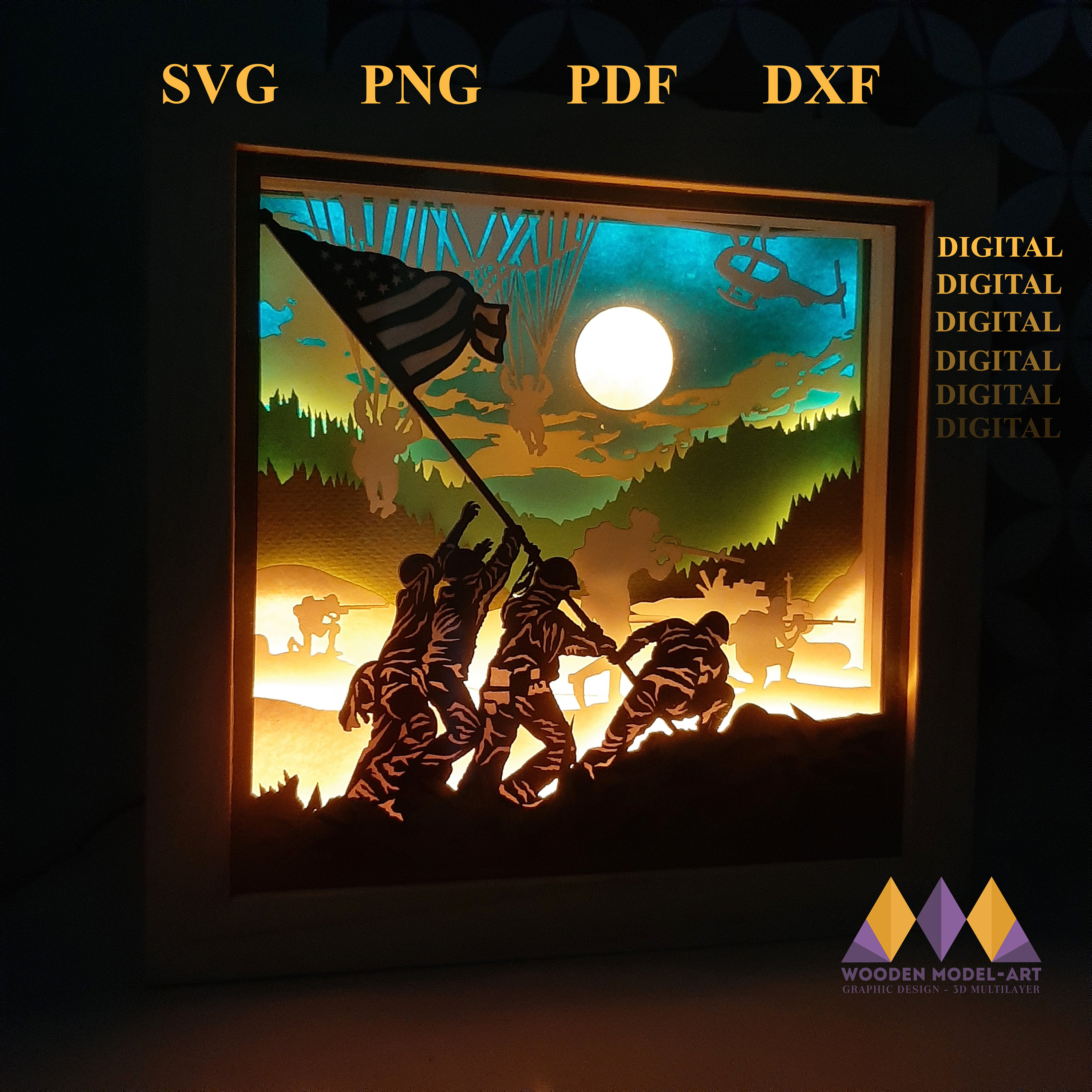 3D Military Shadow Box Template: US Army Veteran SVG (digital Download ...
