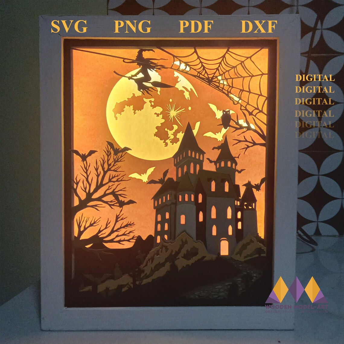 3D HALLOWEEN Svg Shadow Box Halloween Haunted Victoria Light - Etsy