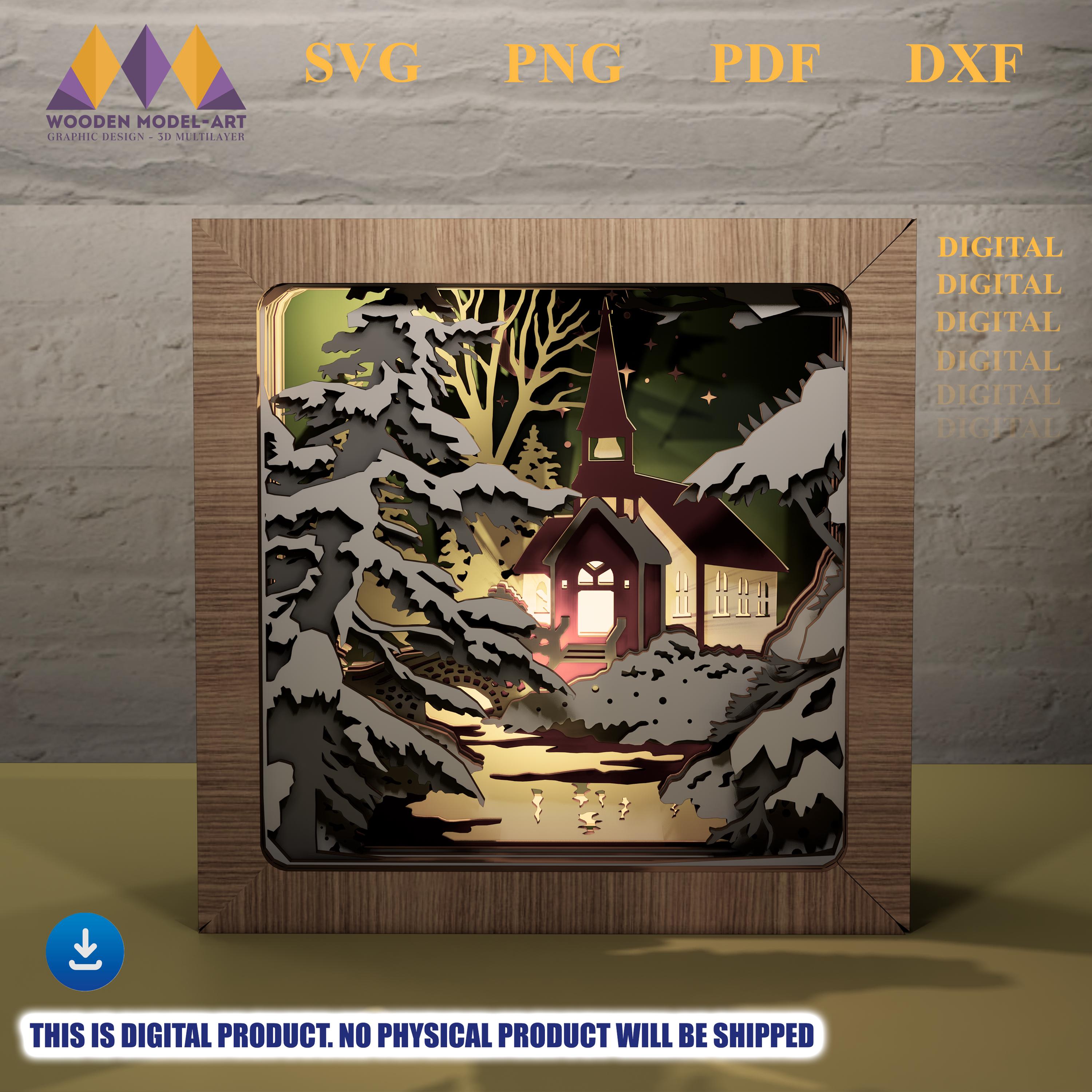 Christmas Shadow Box Laser Cut File: Christmas Scene, Layered (SVG, PDF ...