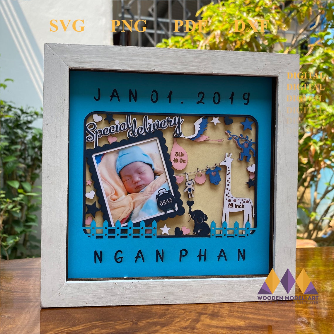 CUSTOMIZABLE 3D BABY STATS Shadow Box Svg /light Box / for - Etsy